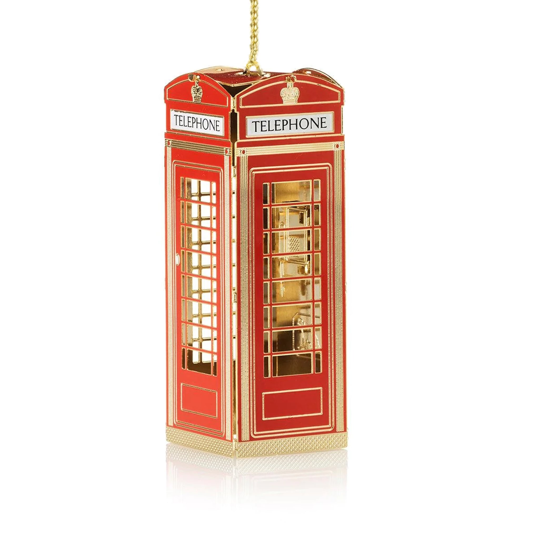 ロンドンの赤い電話ボックスのクリスマスオーナメント｜イギリスの象徴的なホリデーデコレーション